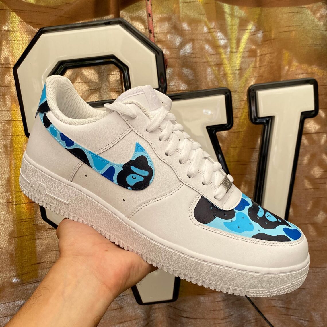 Blue Bape Air Force 1 Custom – Daniel Customs