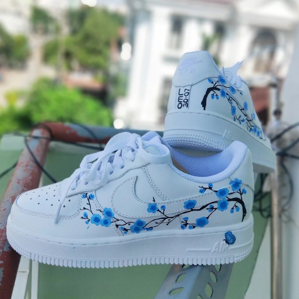 Blue Flower Air Force 1 Custom – Daniel Customs