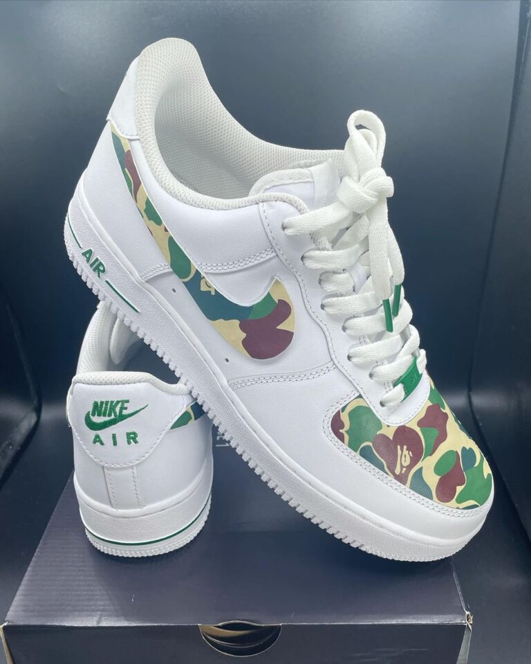 Green Camo Bape Air Force 1 Custom - Daniel Customs