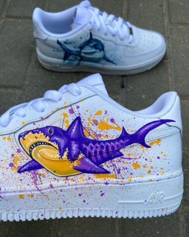 Purple Tiger Shark Air Force 1 Custom – Daniel Customs