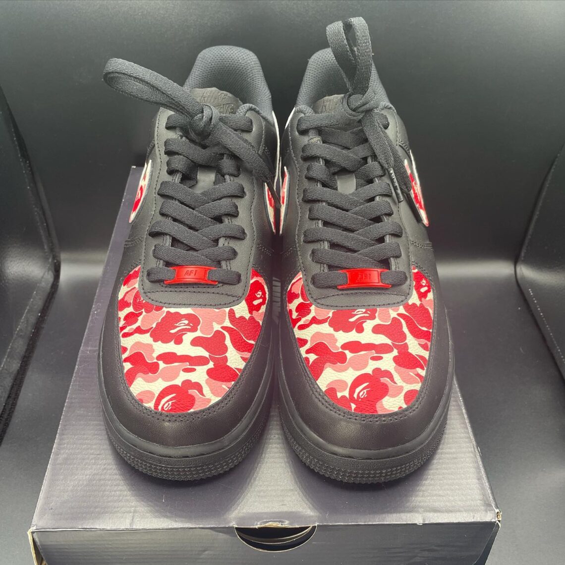 Red Bape Black Air Force 1 Custom – Daniel Customs
