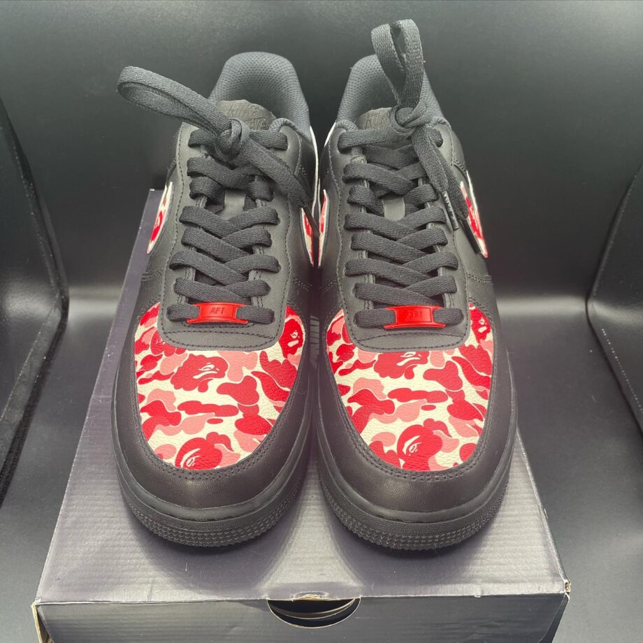 Red Bape Black Air Force 1 Custom – Daniel Customs