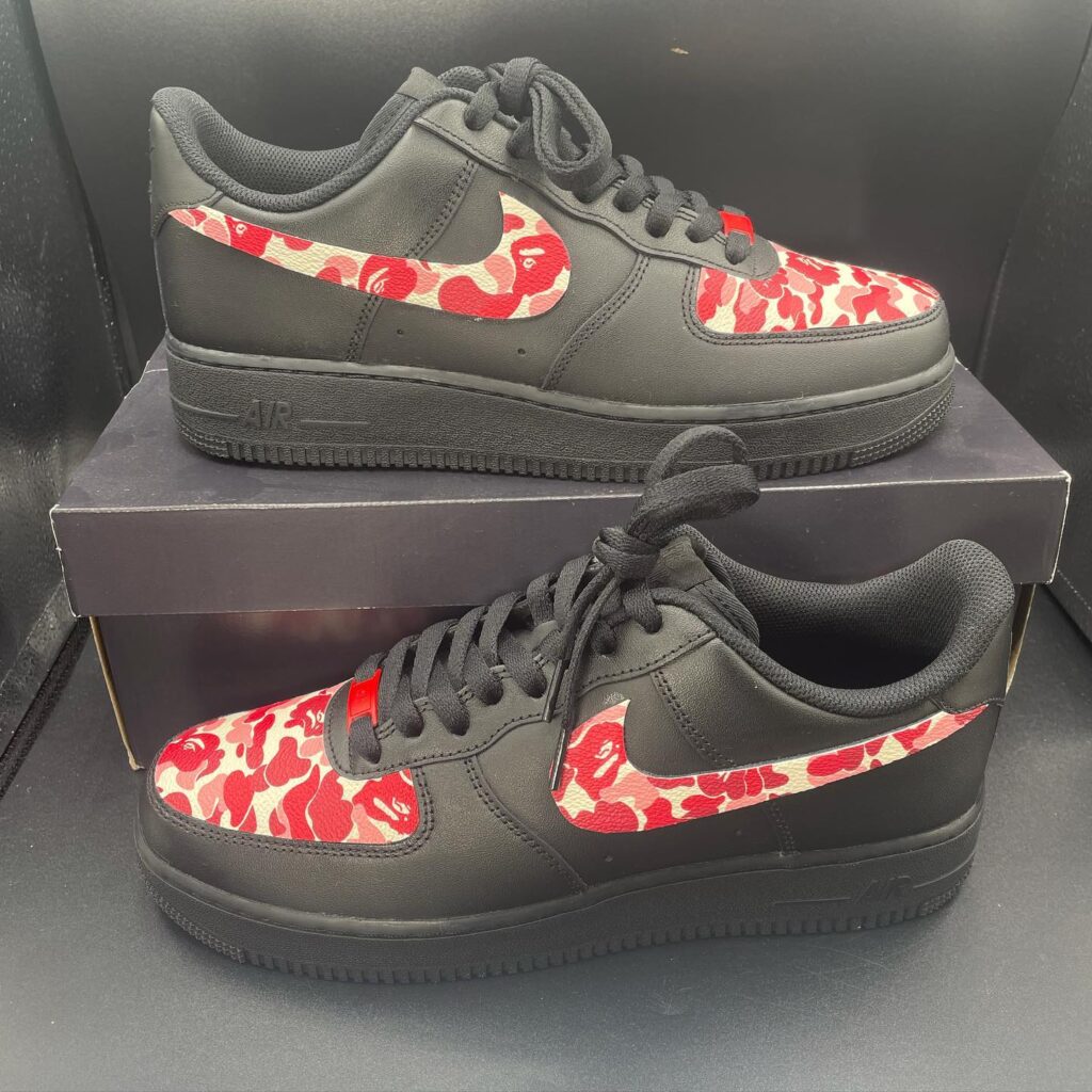 Red Bape Black Air Force 1 Custom – Daniel Customs