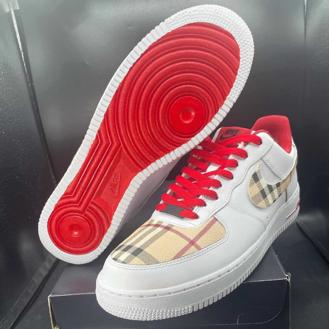 Red Burberry Air Force 1 Custom – Daniel Customs