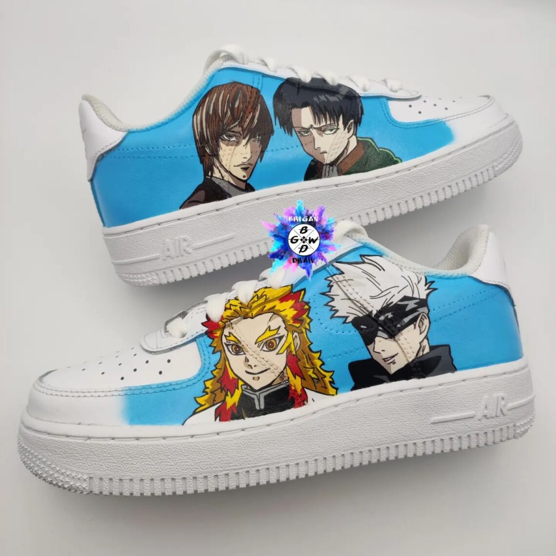Rengoku Gojo Light levi Air Force 1 Custom – Daniel Customs