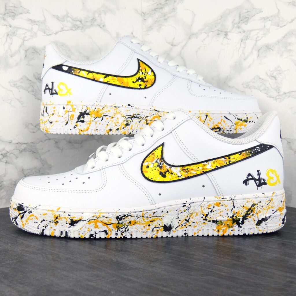 Splash Black and Yellow Air Force 1 Custom – Daniel Customs