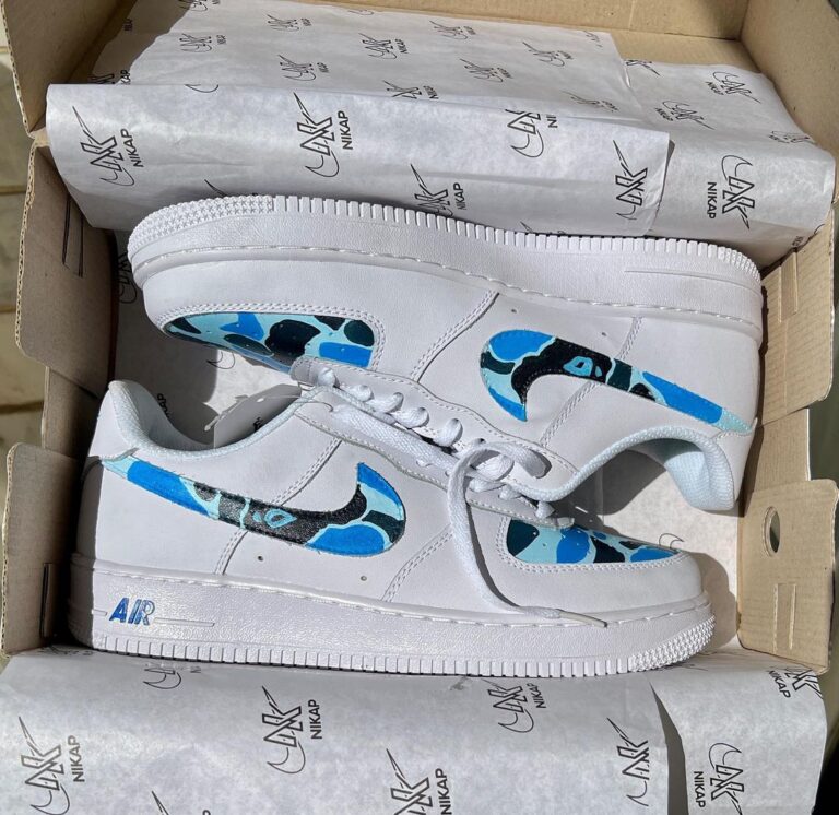 Blue Bape Camo Air Force 1 Custom – Daniel Customs